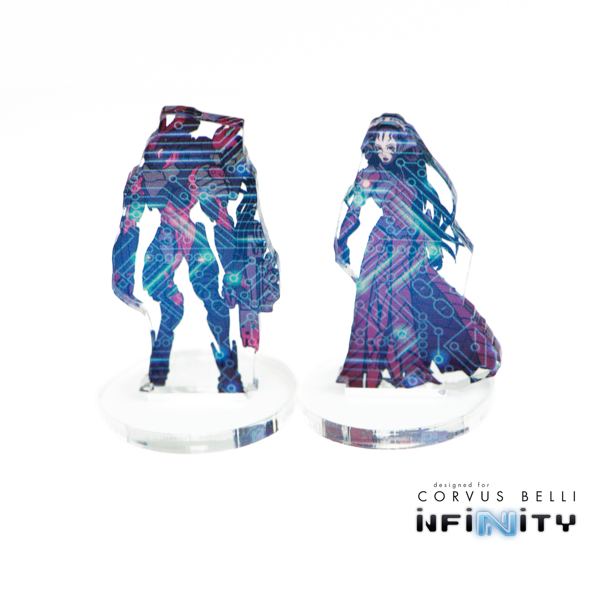 Infinity 3D Markers: Bit & Kiss (2x 25mm Cybermask) – Wargame Portal
