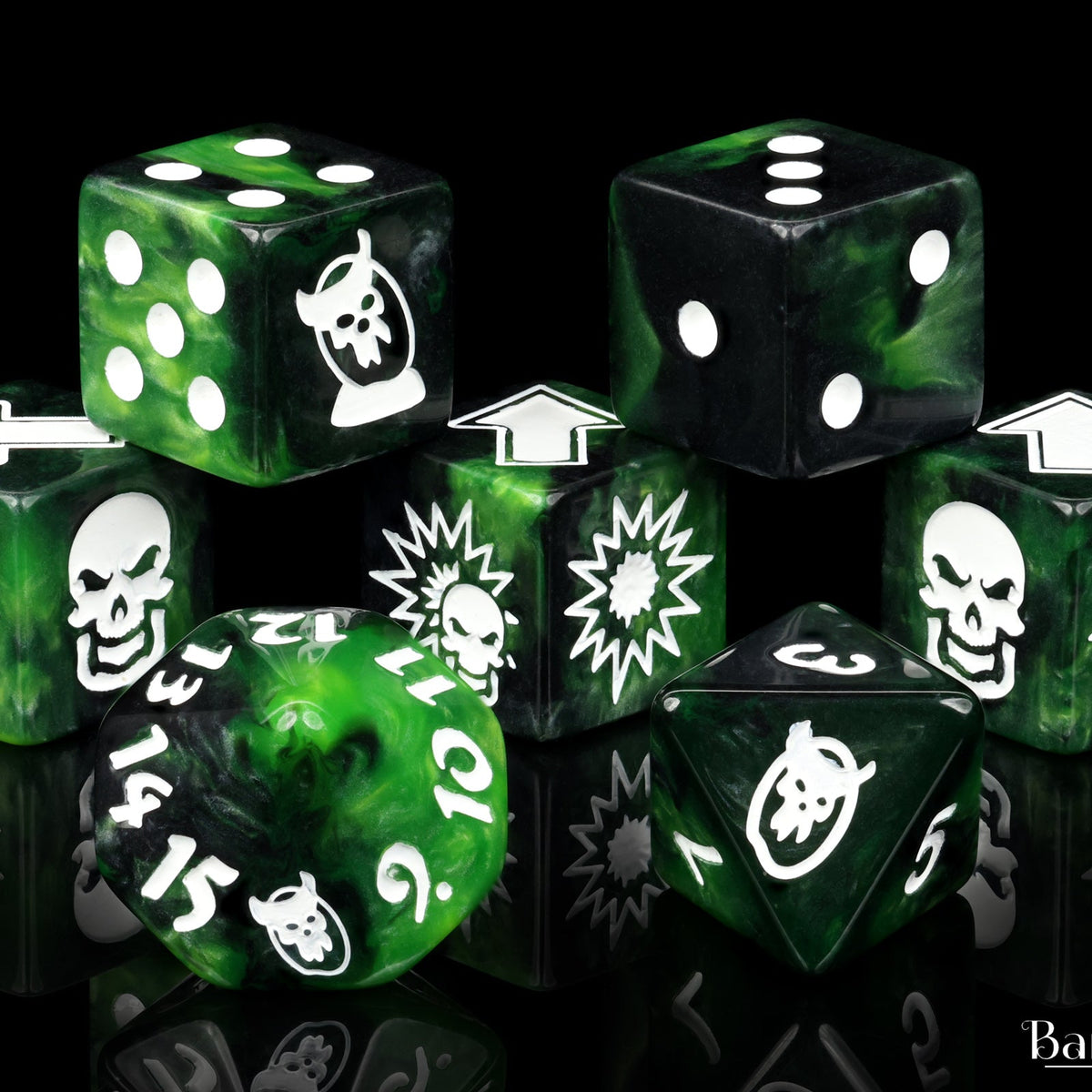 Warp Green - Bloody Football Dice (Set of 7) – Wargame Portal