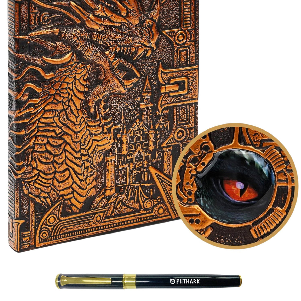 DND Notebook Journal - 200 Pages with 3D Bronze Dragon including Pen ...