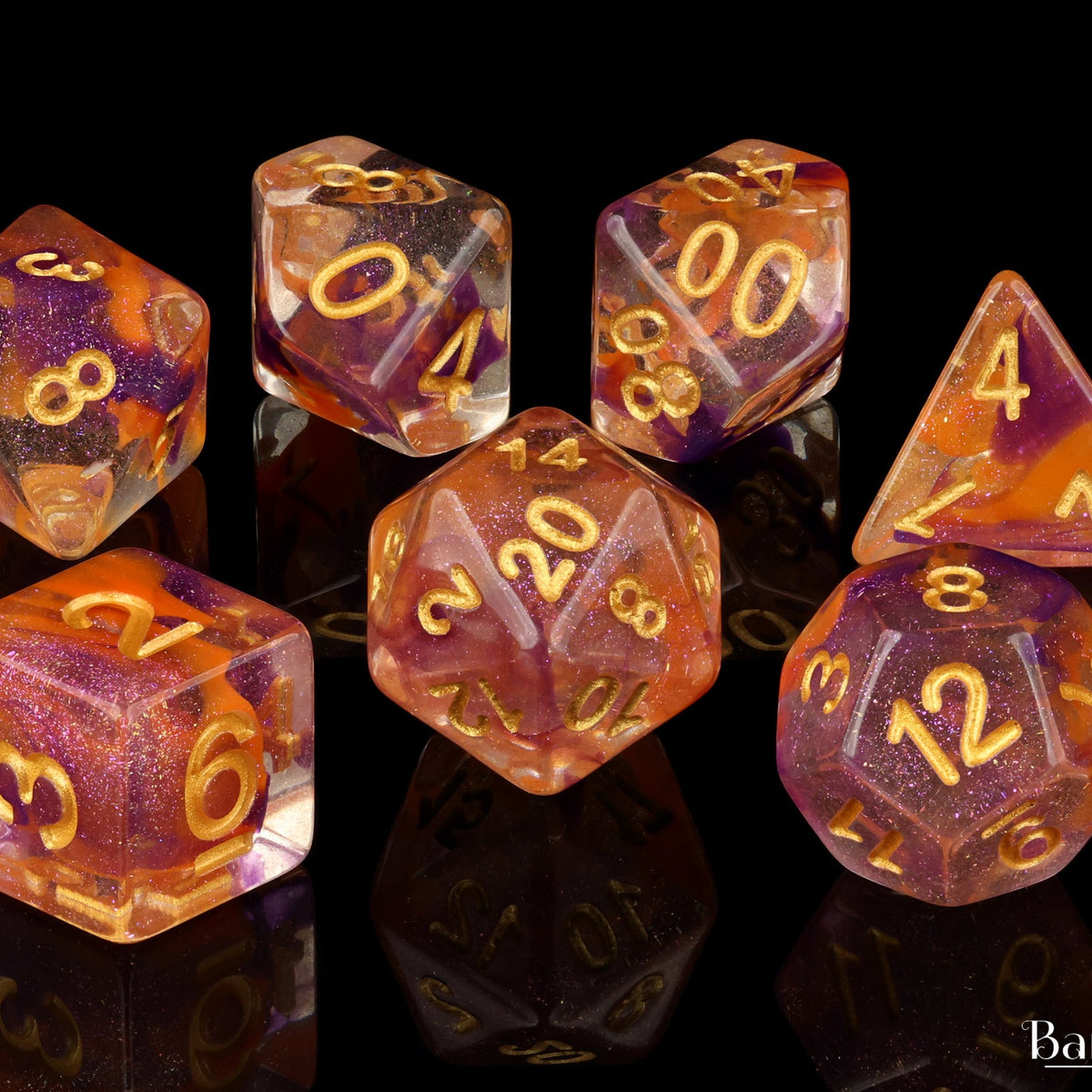 Orange & Purple RPG Dice Set - 7 Pieces – Wargame Portal