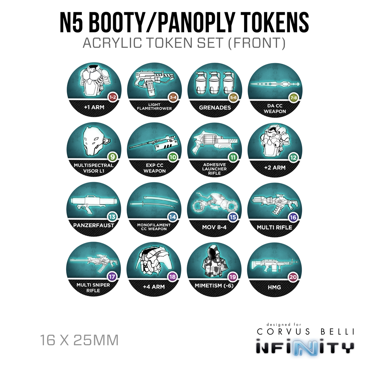 Infinity N5 Acrylic Booty / Panoply Token Set – Wargame Portal